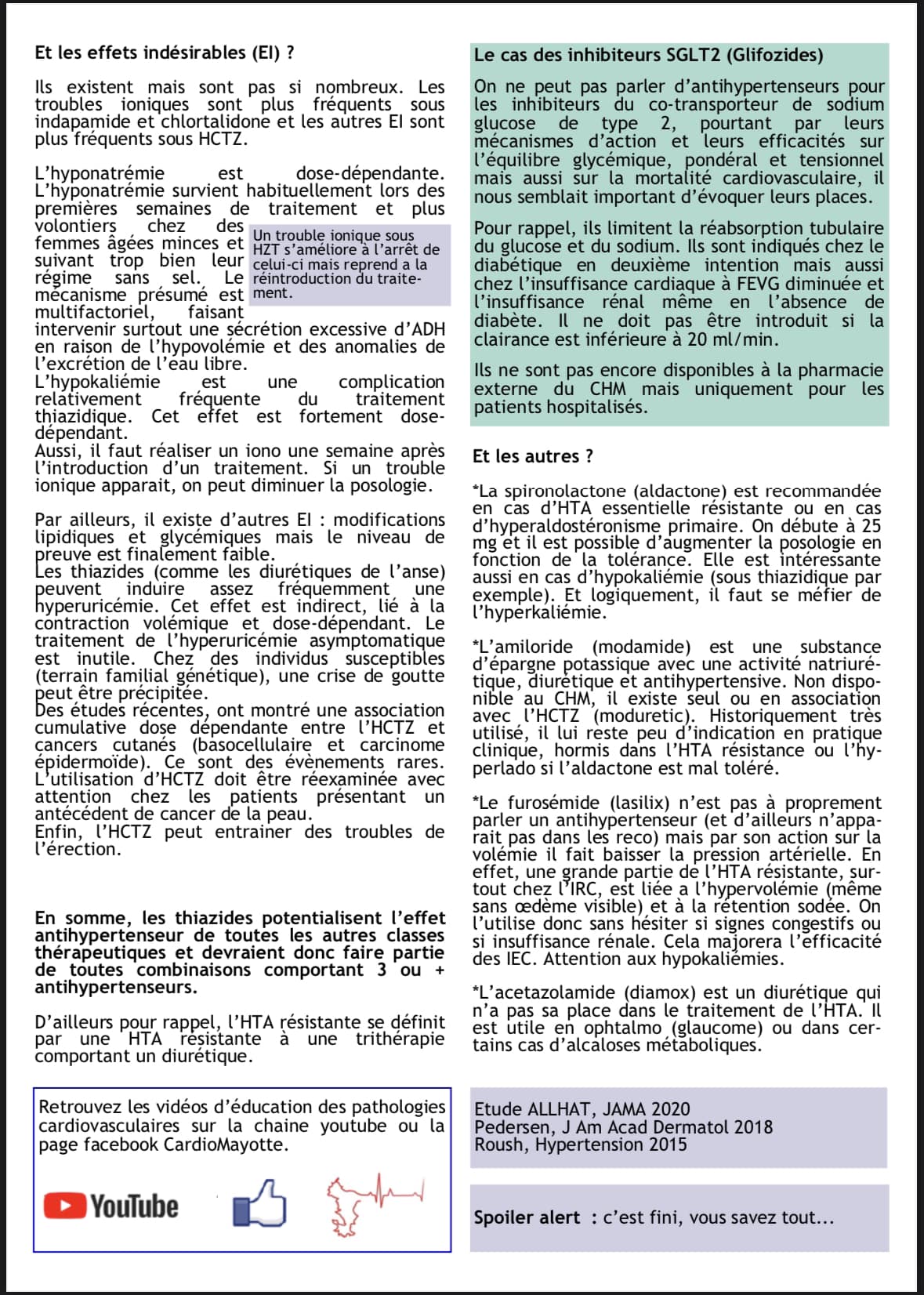 Les diurétiques thiazidiques et apparentés - CardioMayotte